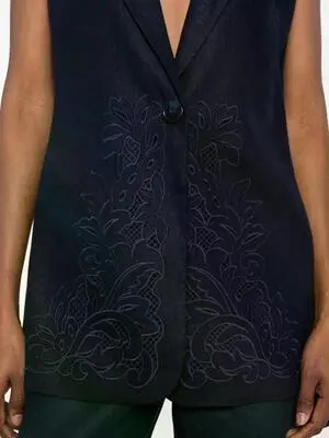 TWINSET Sleeveless Jacket With Floral Embroidery