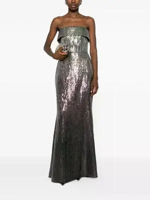 Elie Saab Sequin Embellished Strapless Maxi Dress