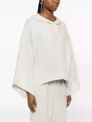 MAURIZIO BRASCHI Embroidered Hooded Linen Jacket