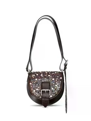 Dries Van Noten Embellished Buckle Messenger Bag - Brown