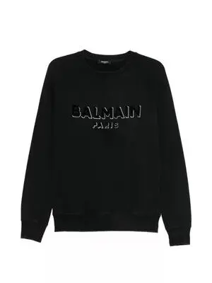Balmain Logo-print Crew-neck Sweatshirt - Black