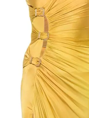 Versace Ruched Buckle Maxi Dress