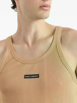 Dolce & Gabbana Ribbed Cotton Tank Top - Neutrals
