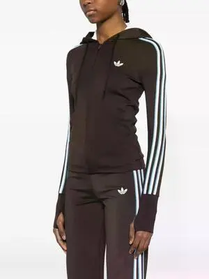 Adidas Logo Striped Hoodie - Brown