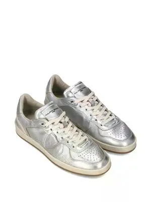Philippe Model Perforated Low Trainers - Silver