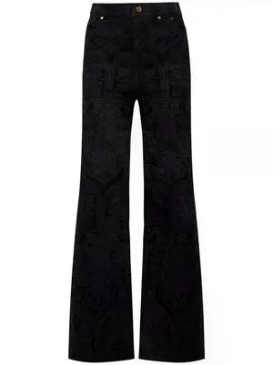 La DoubleJ Floral Print Flare Jeans - Black