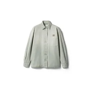 Miu Miu Washed Gabardine Shirt With Embroidered Logo