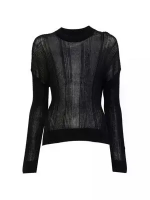 Eric Bompard Ribbed Round-neck Long-sleeve Sweater - Black