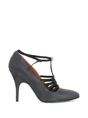 LANVIN Leather Stiletto Heel Strappy Pumps - Grey