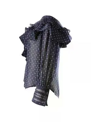 SELF-PORTRAIT Plumetis Frilled One-shoulder Top