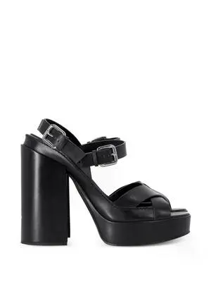 JIL SANDER Leather Platform Sandals With Buckled Ankle Straps