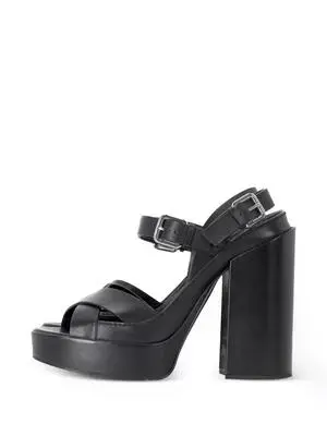 JIL SANDER Leather Platform Sandals With Buckled Ankle Straps