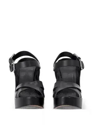 JIL SANDER Leather Platform Sandals With Buckled Ankle Straps