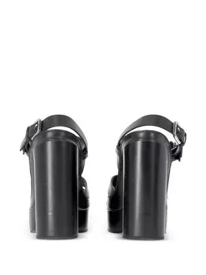 JIL SANDER Leather Platform Sandals With Buckled Ankle Straps