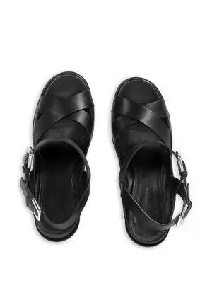 JIL SANDER Leather Platform Sandals With Buckled Ankle Straps
