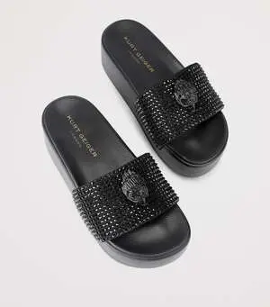 Kurt Geiger Meena Eagle Embellished Platform Slides