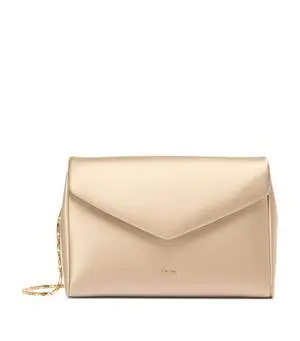 Max Mara Satin Envelope Clutch Bag Beige
