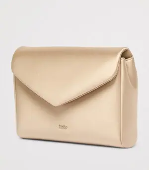 Max Mara Satin Envelope Clutch Bag - Beige