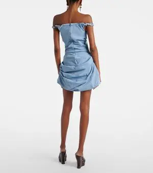 Magda Butrym Gathered Off-shoulder Denim Minidress