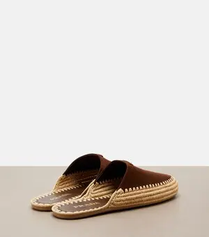 Prada Suede And Jute Mules Cacao - Brown