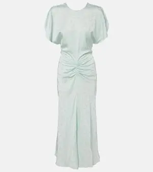 Victoria Beckham Gathered Jacquard Midi Dress