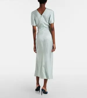 Victoria Beckham Gathered Jacquard Midi Dress