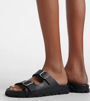Prada Logo Sandals - Black