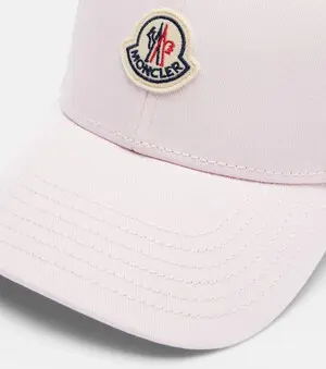 Moncler Logo Cotton Gabardine Baseball Cap - Pink