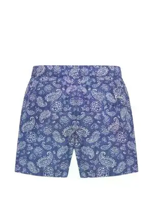 Kiton Paisley Print Swim Shorts - Blue