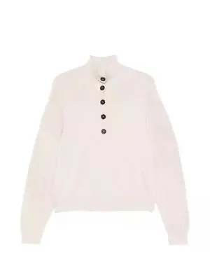 Eric Bompard High-neck Buttoned Sweater - Neutrals