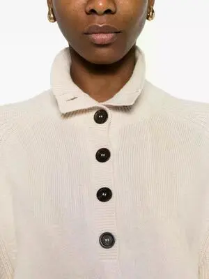 Eric Bompard High-neck Buttoned Sweater - Neutrals
