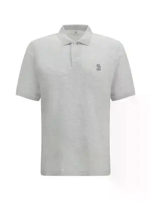 Brunello Cucinelli Embroidered Polo Shirt - Grey