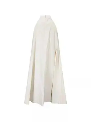 M.S.M. Pleated Halterneck Midi Dress - Neutrals