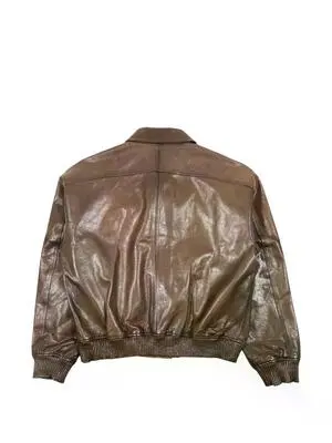 PURPLE BRAND Distressed Leather Zip Jacket