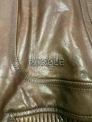 PURPLE BRAND Distressed Leather Zip Jacket