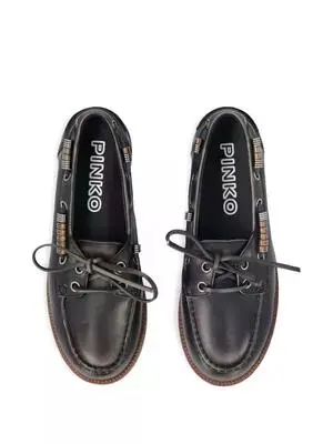Pinko Leather Lace-up Loafers With Metallic Detailing