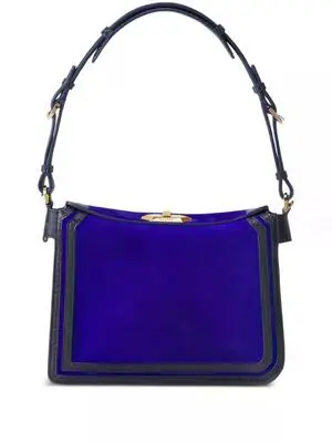 LANVIN Turnlock Goat Skin Shoulder Bag - Blue