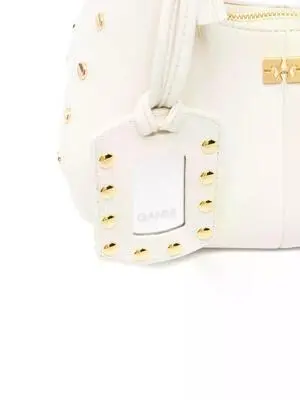 GANNI Logo Detail Studded Tote Bag - Neutrals