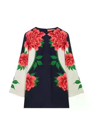 La DoubleJ Floral Bell-sleeve Dress - Blue
