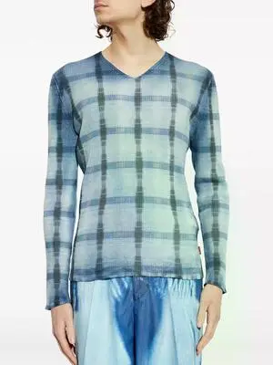 DIESEL® K-egons Checked V-neck Long-sleeve T-shirt