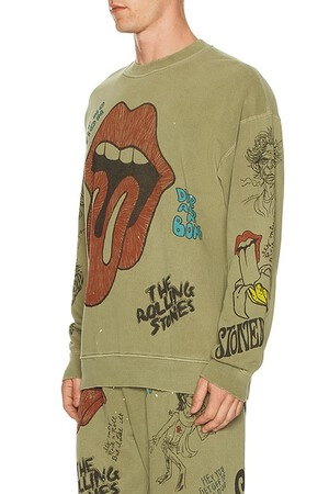 MadeWorn Rolling Stones Sketch Classic Crew Sweatshirt - Fatigue