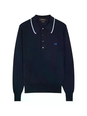 WALES BONNER Henry Trim-embroidered Polo Shirt - Blue