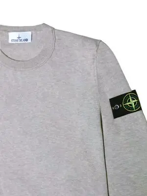 Stone Island Crew Neck Sweater With Logo Patch - Grey