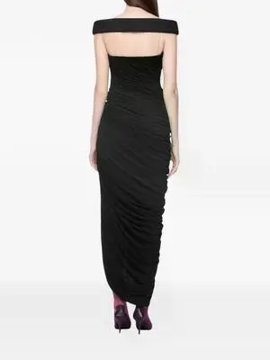 CHATS BY C.DAM Indira Off-shoulder Draped Midi Dress