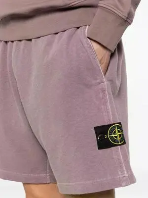 Stone Island Logo-patch Cotton Fleece Shorts