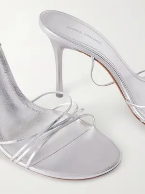 Amina Muaddi Lori Metallic Leather Sandals