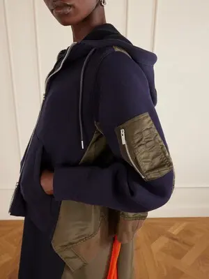 Sacai Cotton-blend Jersey Zip-up Hoodie