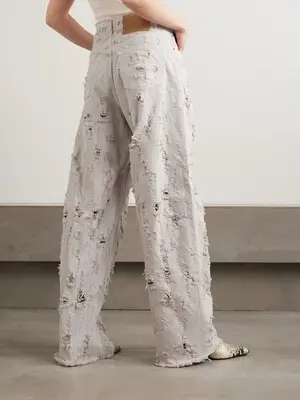 HAIKURE Bethany Destroy Mid-rise Wide-leg Jeans - Gray