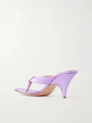 GIANVITO ROSSI Sofia 70 Mirrored Leather Thong Sandals - Purple