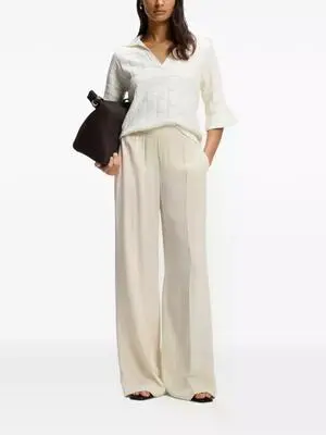 BOSS Textured Knit Short-sleeve V-neck T-shirt - Neutrals